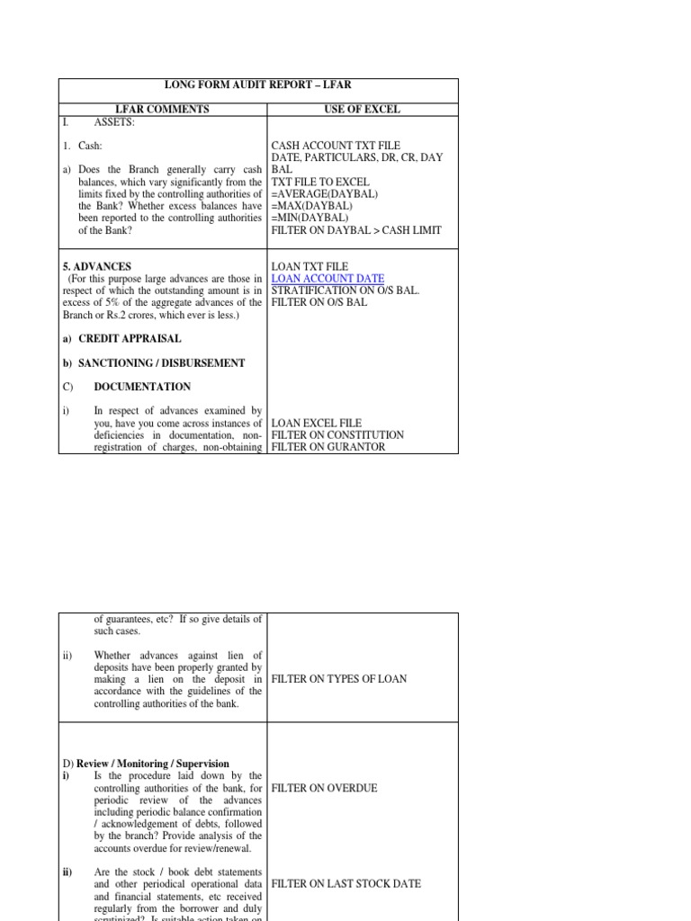 LFAR Vs Files To Use | PDF | Deposit Account | Banks
