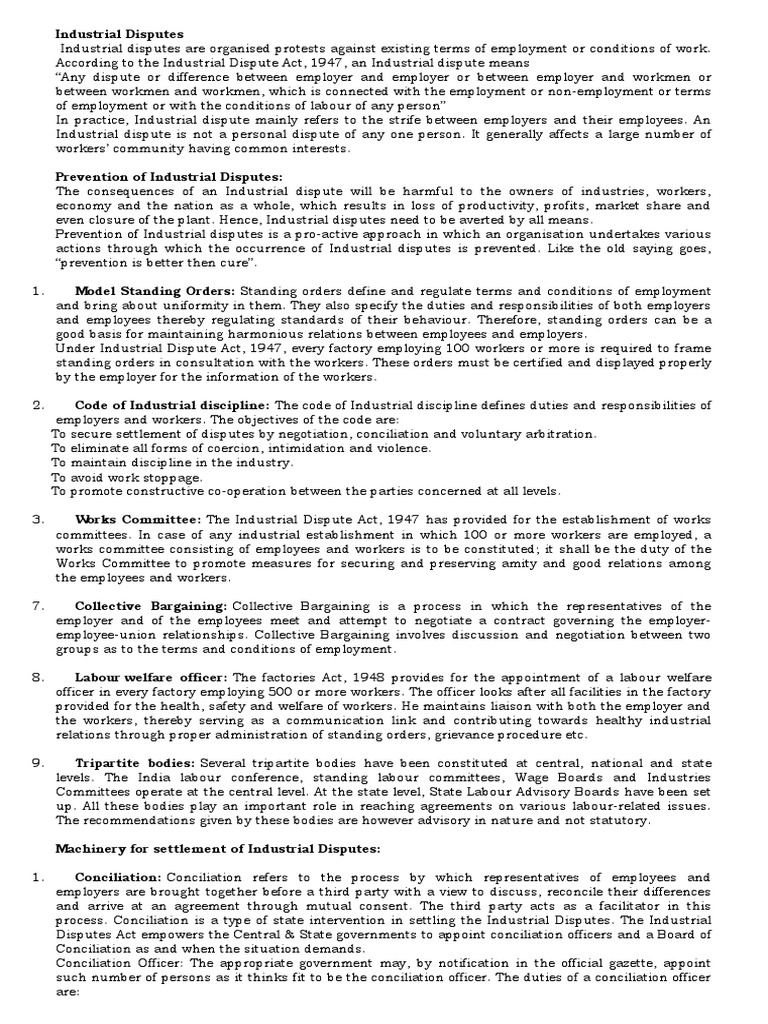 Industrial Disputes Resolution | PDF | Trade Union | Arbitration