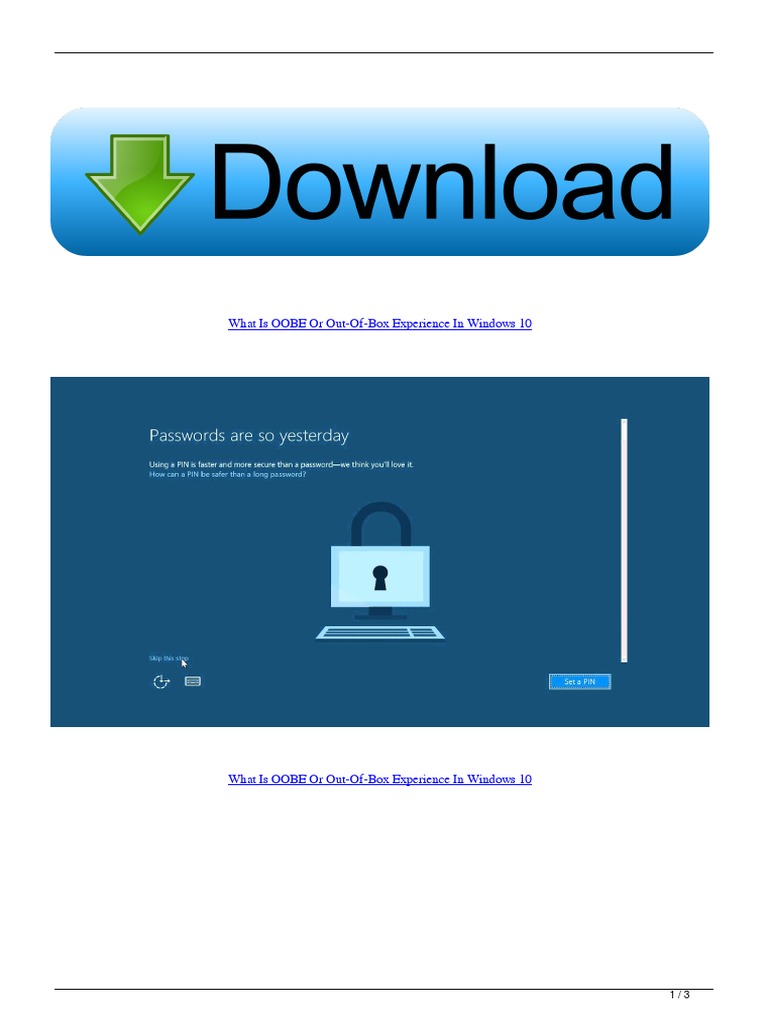 What Is OOBE or OutOfBox Experience in Windows 10 PDF | PDF | Windows ...
