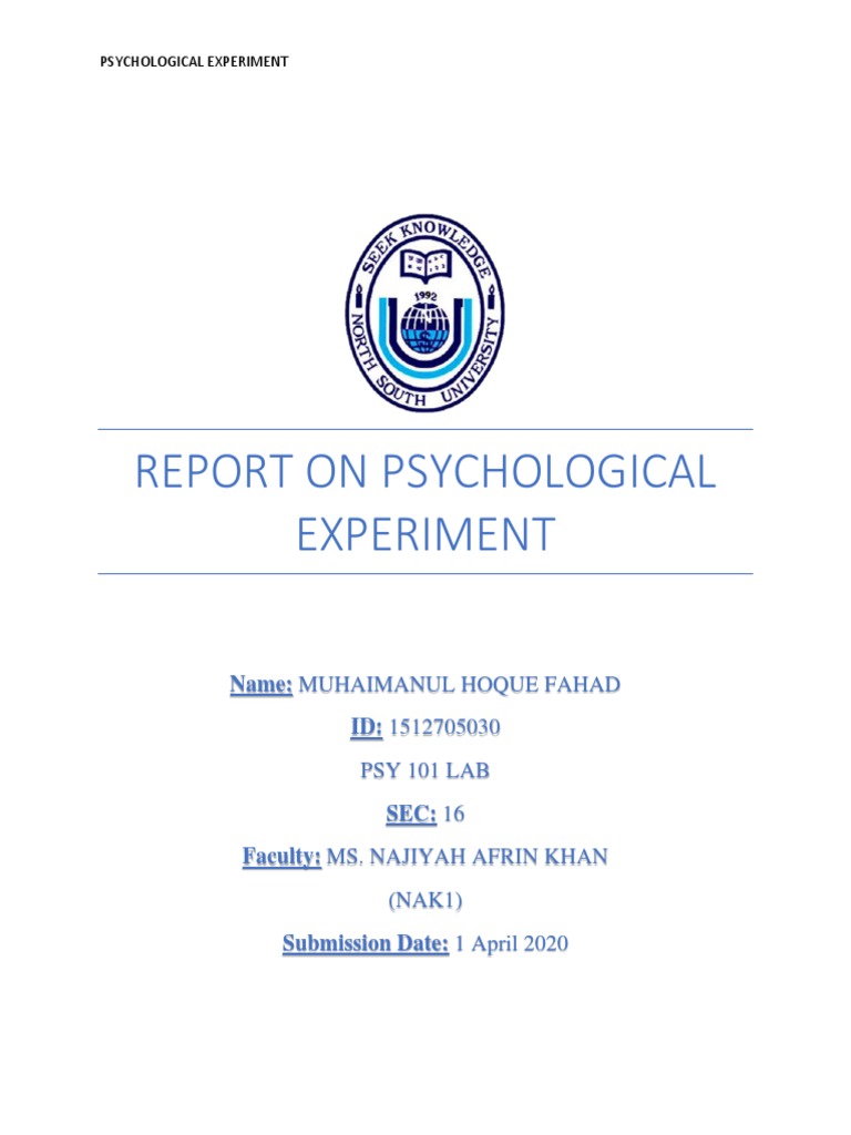 PSY LAB REPORT (Muhaimanul Hoque Fahad) | PDF | Experimental Psychology ...