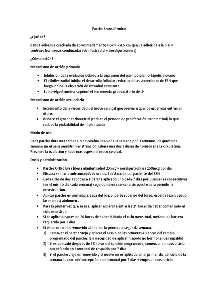 Parche Transdérmico | PDF | Ciclo menstrual | Medicina