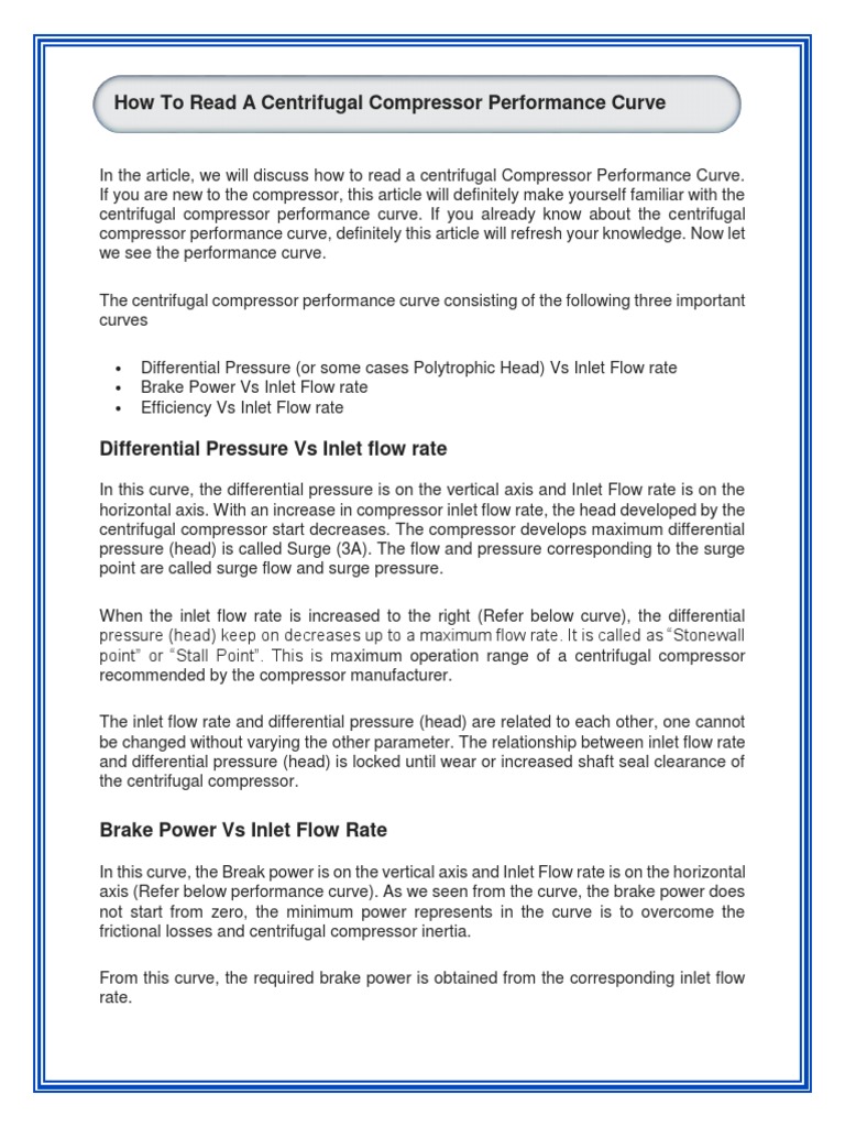 Centrifugal Compressor Curve | PDF | Chemical Equipment | Turbomachinery