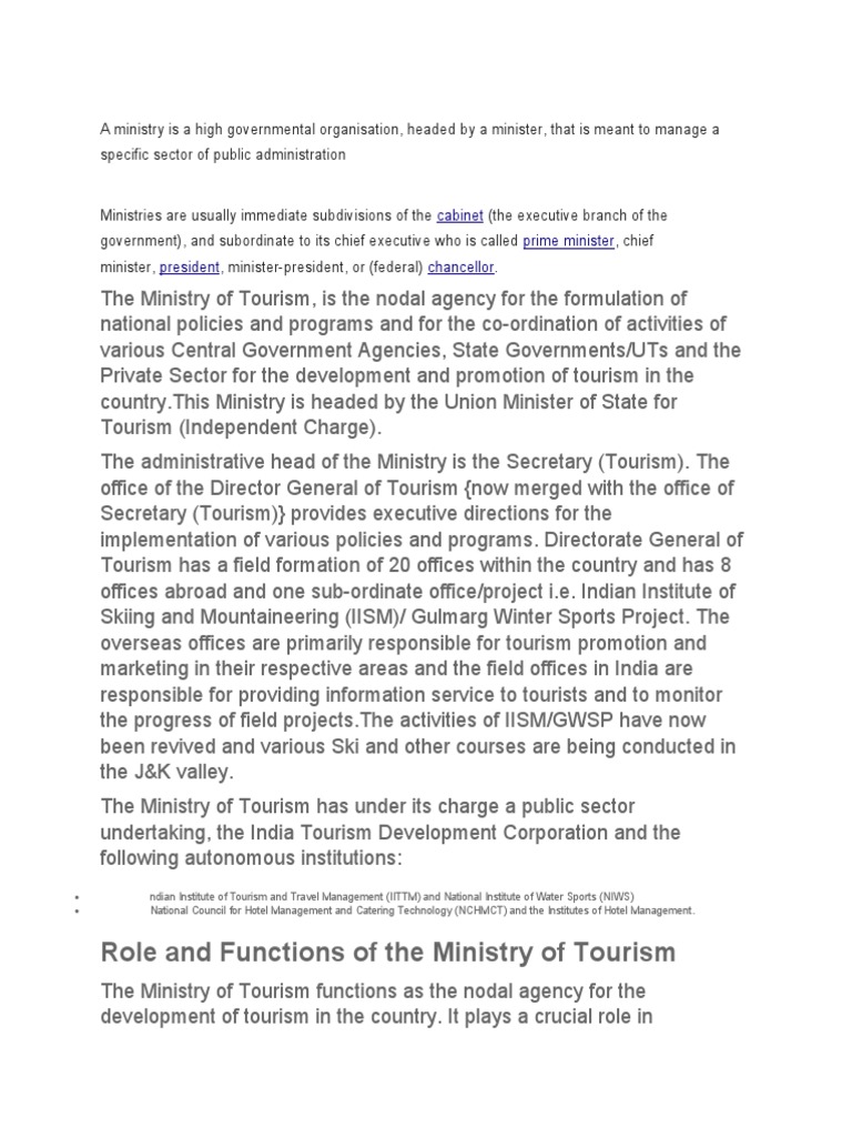 The Ministry of Tourism | PDF | Economies | Business