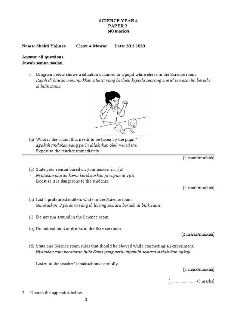 Science Year 4 Paper 2 (40 Marks) | PDF | Excretion | Animal Physiology