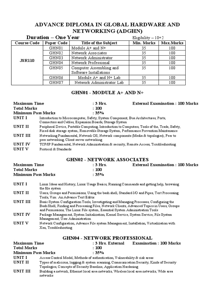 Advance Diploma in Global Hardware & Networking | PDF | World Wide Web ...