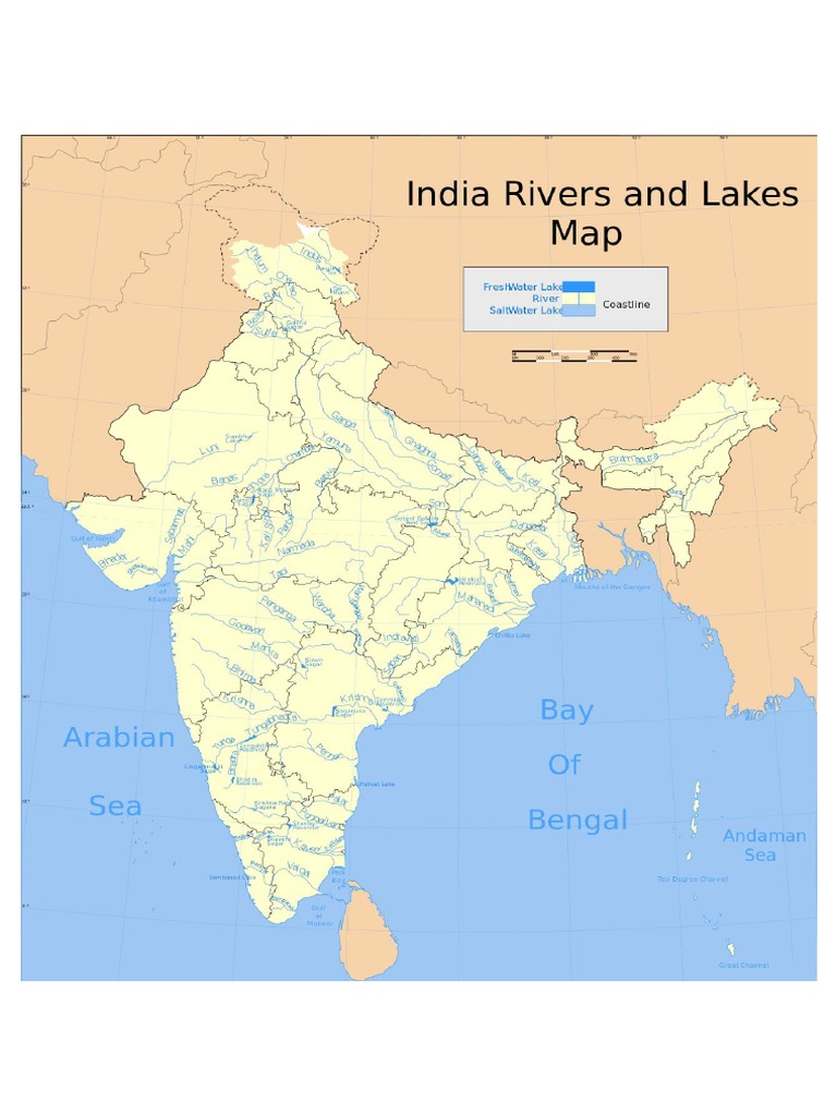 India Rivers and Lakes Map