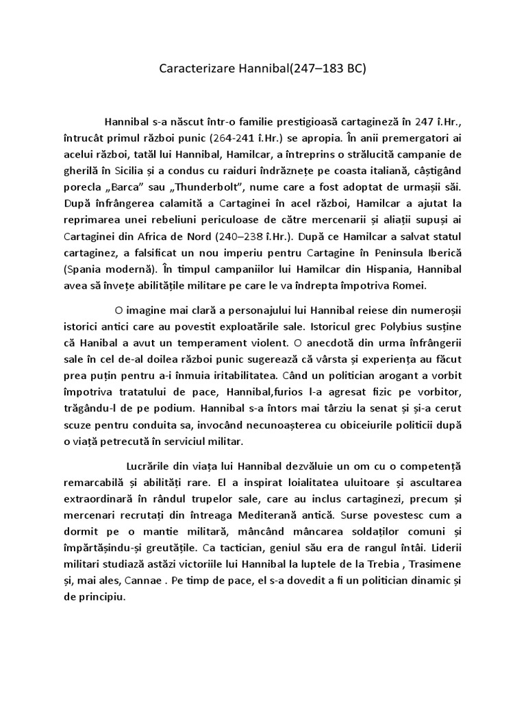 Caracterizare Hannibal | PDF