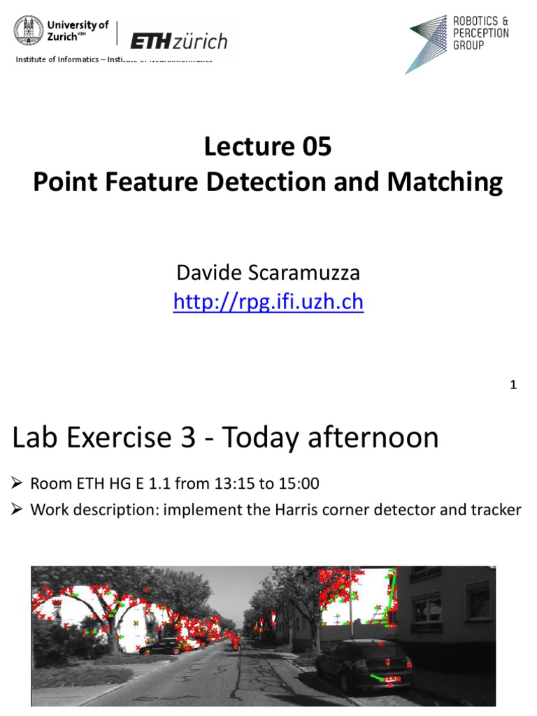 Point Feature Detection and Matching: Davide Scaramuzza | PDF ...