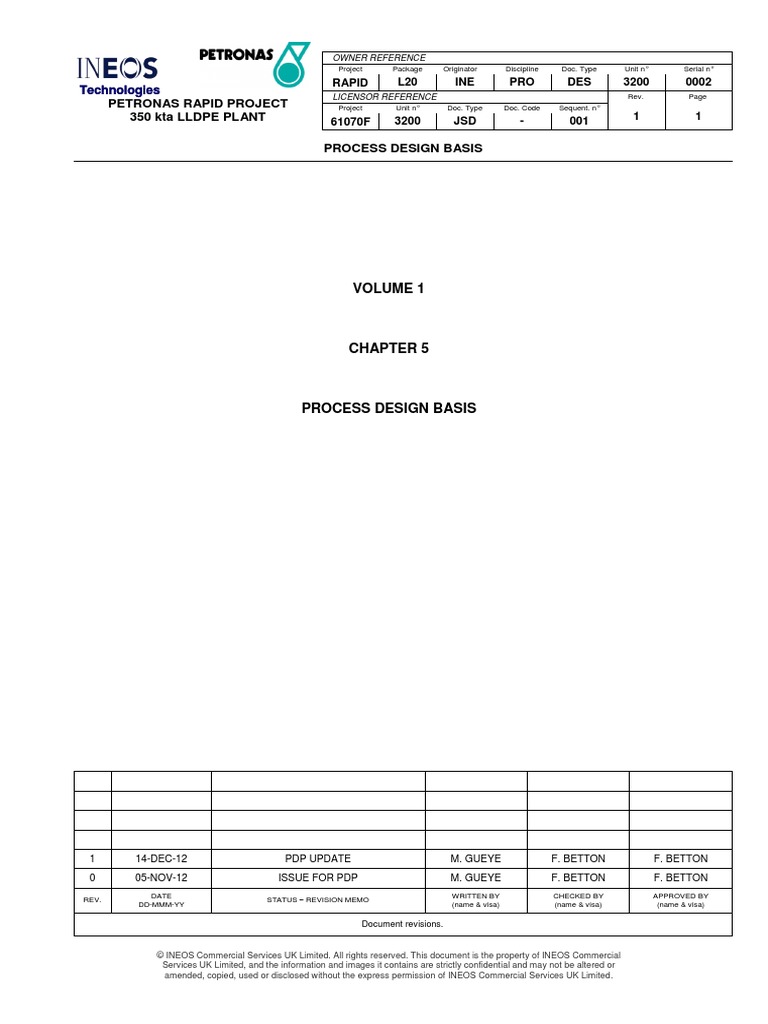Volume 1 - General - V1-CH05-Process Design Basis Rev1 | PDF ...
