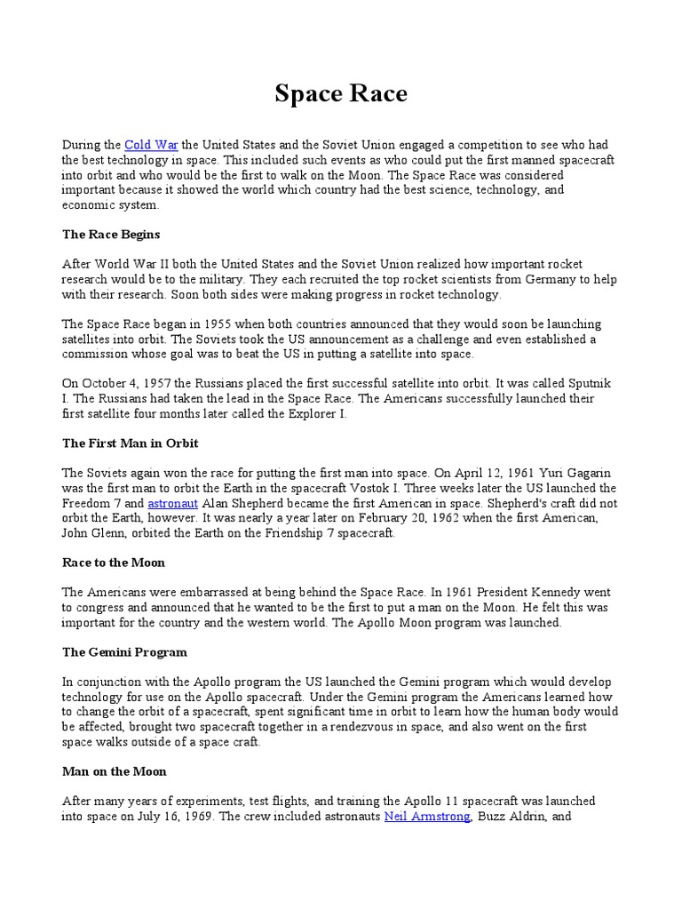 Space Race | PDF | Space Race | Neil Armstrong
