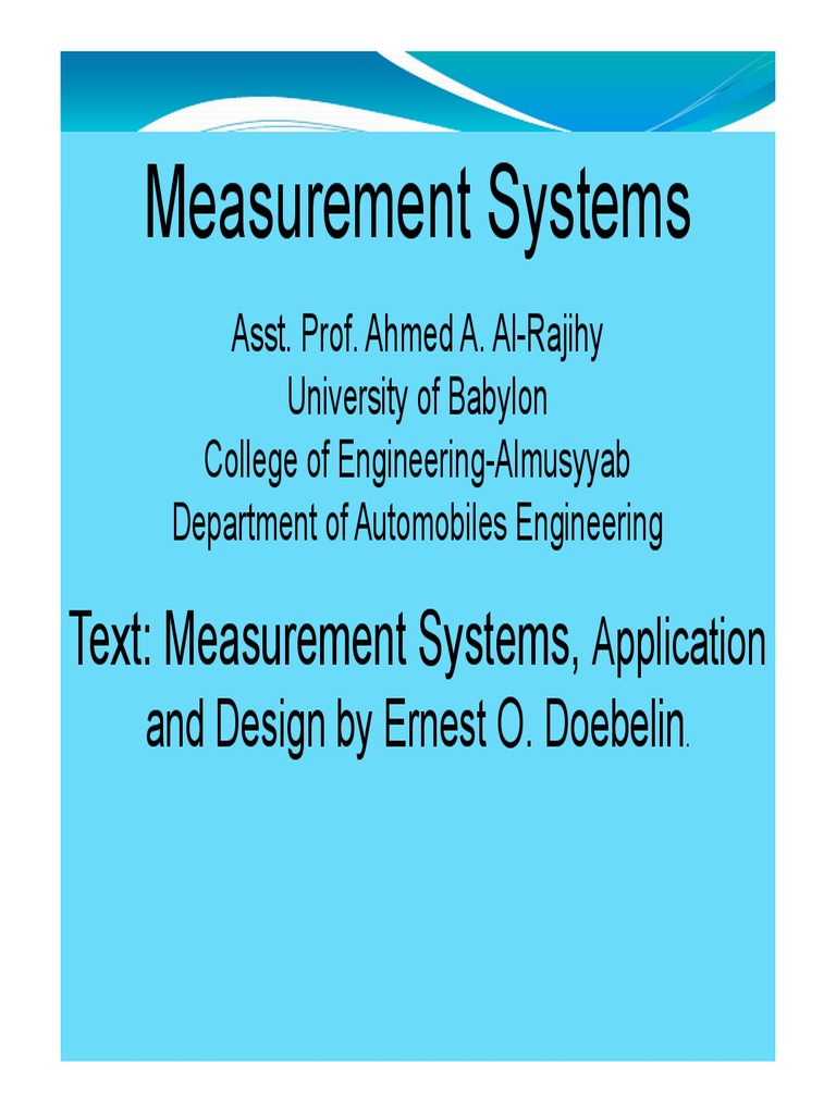 Measurement Systems: Application and Design by Ernest O. Doebelin | PDF ...