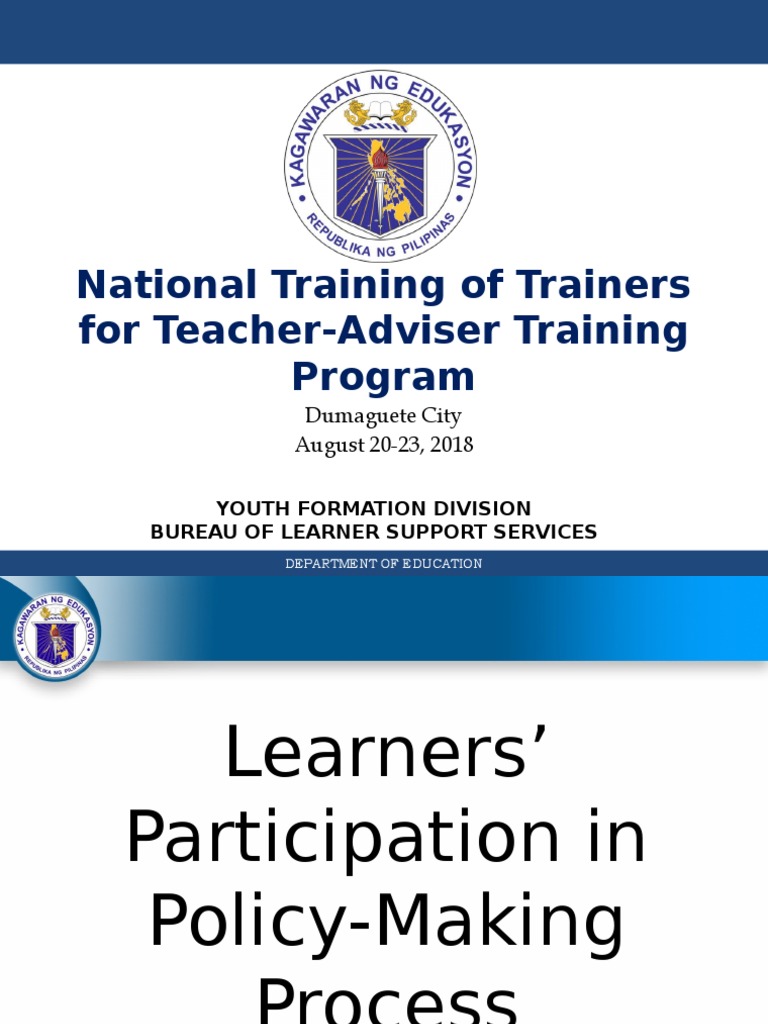 National Training of Trainers For Teacher-Adviser Training Program ...
