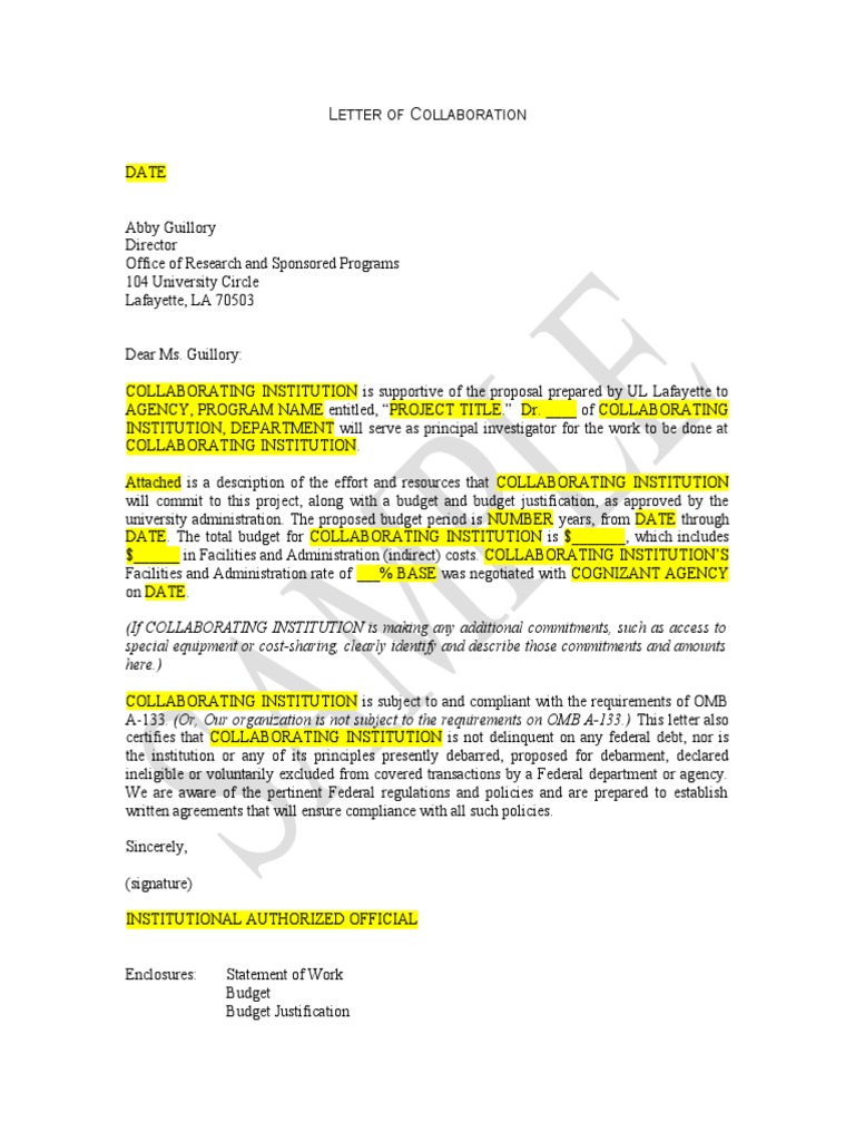 Collaborative Letter Template REV101617 | PDF