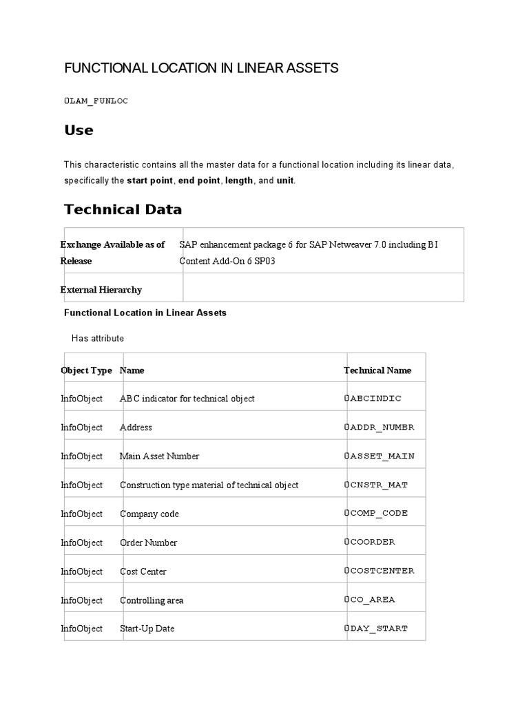SAP Object in FL - Linear Asset Management | PDF | Information ...