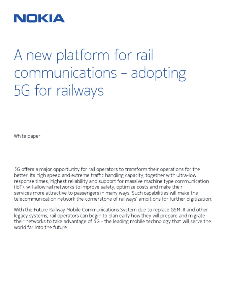 A New Platform For Rail Communications - Adopting 5G For Railways | PDF ...
