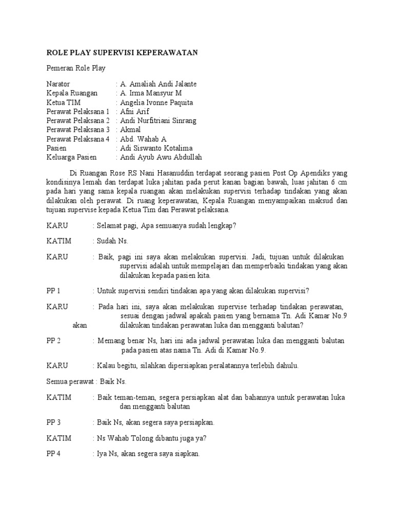 Role Play Supervisi Keperawatan | PDF