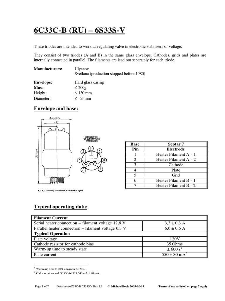 6C33C-B (RU) - 6S33S-V: Envelope and Base | PDF | Vacuum Tube ...