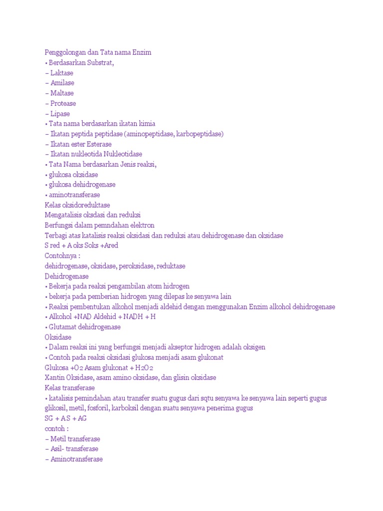 Penggolongan Dan Tata Nama Enzim | PDF