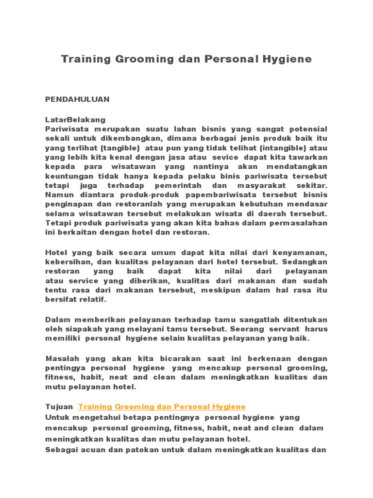 Pentingnya Grooming dan Hygiene Karyawan | PDF