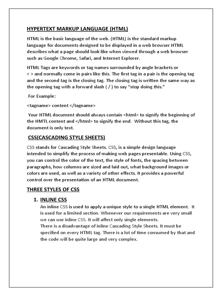 Hypertext Markup Language (HTML) | PDF | Cascading Style Sheets | Html ...