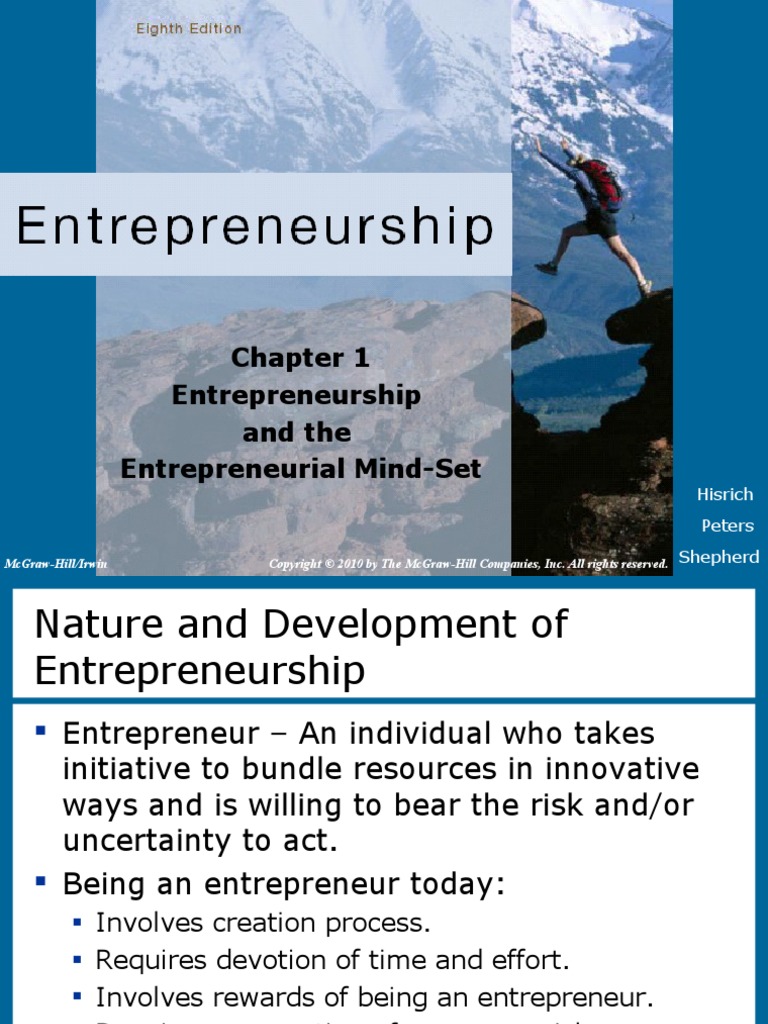 Entrepreneurship and The Entrepreneurial Mind-Set: Hisrich Peters ...