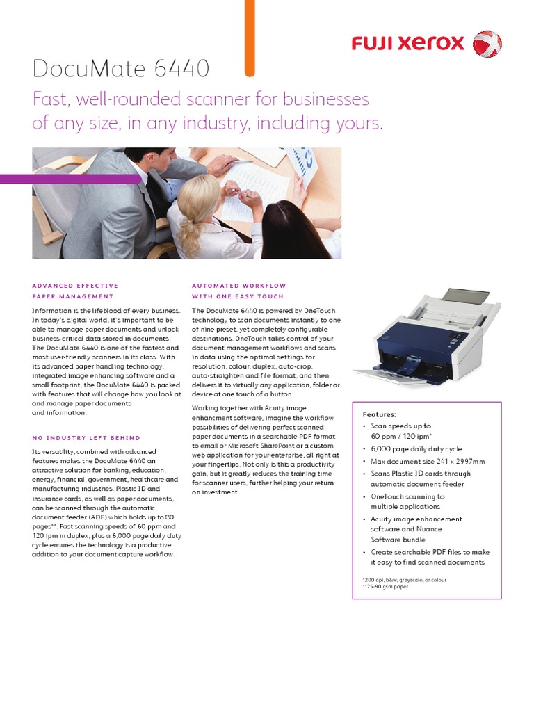 Fuji Xerox DocuMate DM6440 Brochure PDF | PDF | Image Scanner | Areas ...