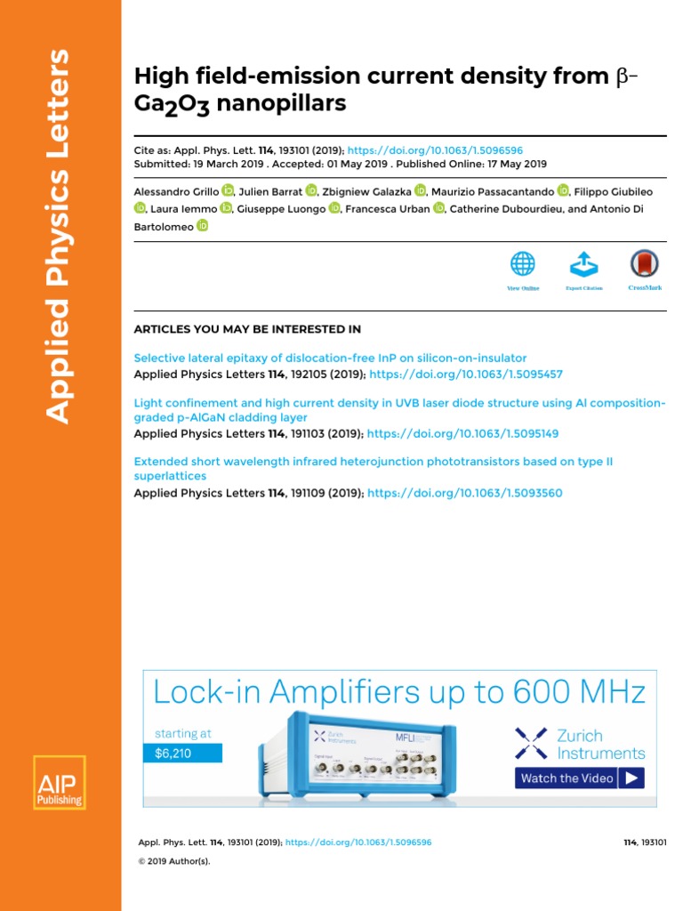 Grillo Et Al - High-Field Emission Current Density From Ga2O3 ...