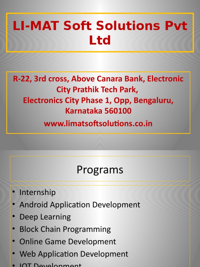 Li Mat Soft Solutions Pvt Ltd Pdf Web Application Artificial Intelligence