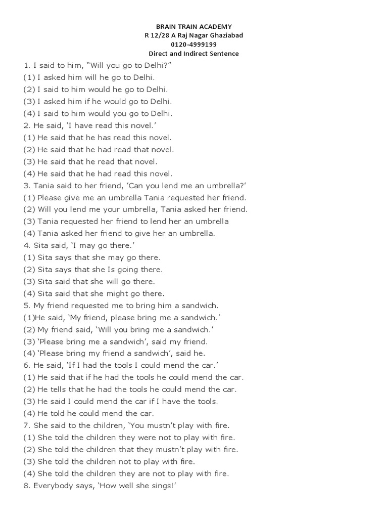 DIRECT and Indirect Exercise | PDF