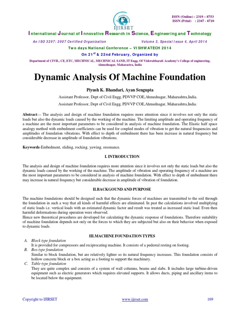 Dynamic Analysis of Machine Foundation-INFO | Download Free PDF | Young ...