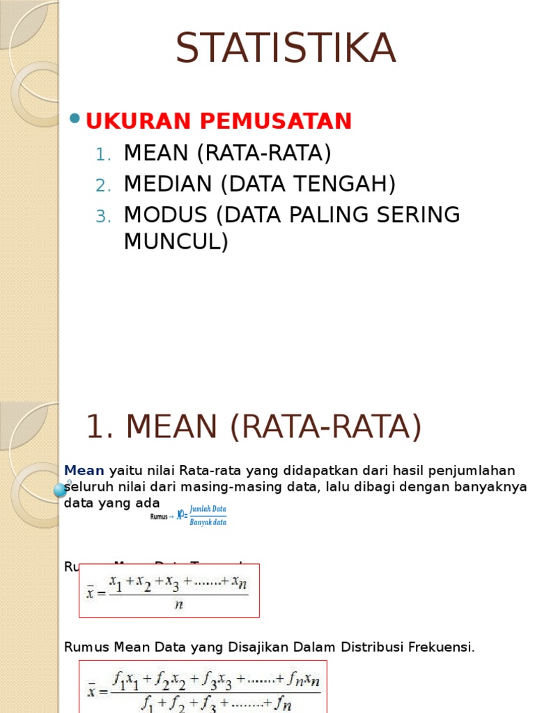 Statistika Mean, Median, Modus | PDF