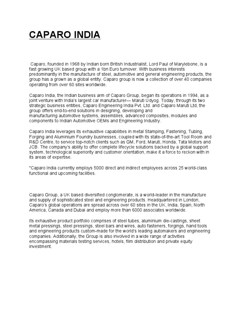 Caparo India | PDF | Screw | Casting (Metalworking)