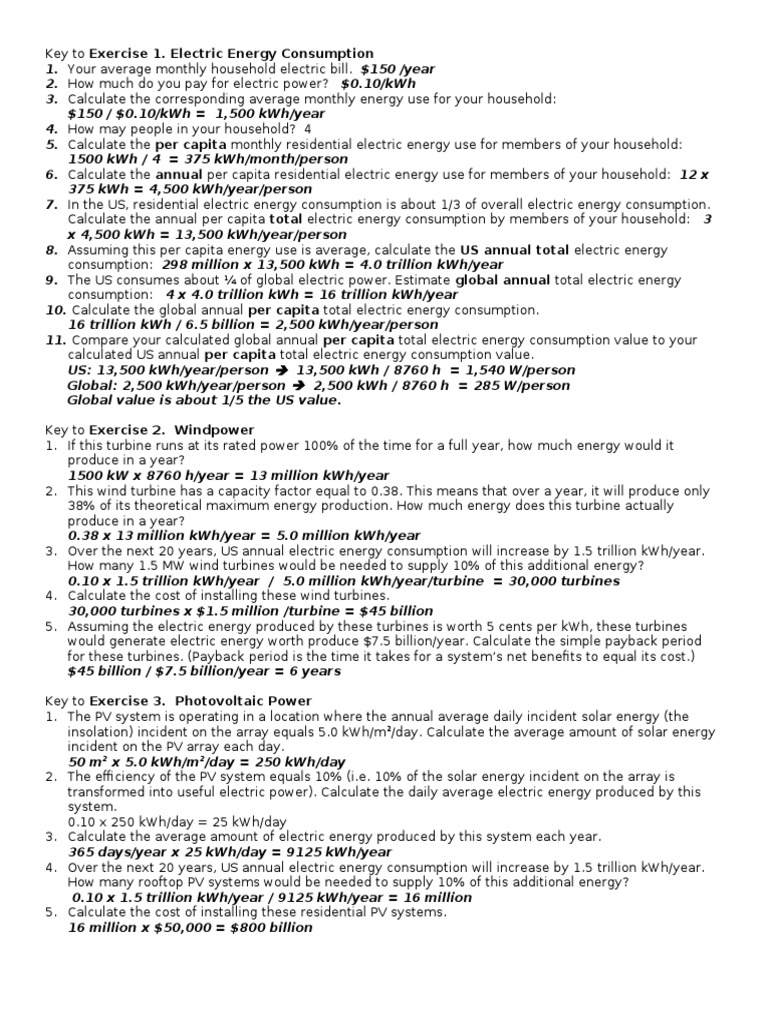 Electric Energy Consumption Calculations | PDF | Kilowatt Hour | Solar ...