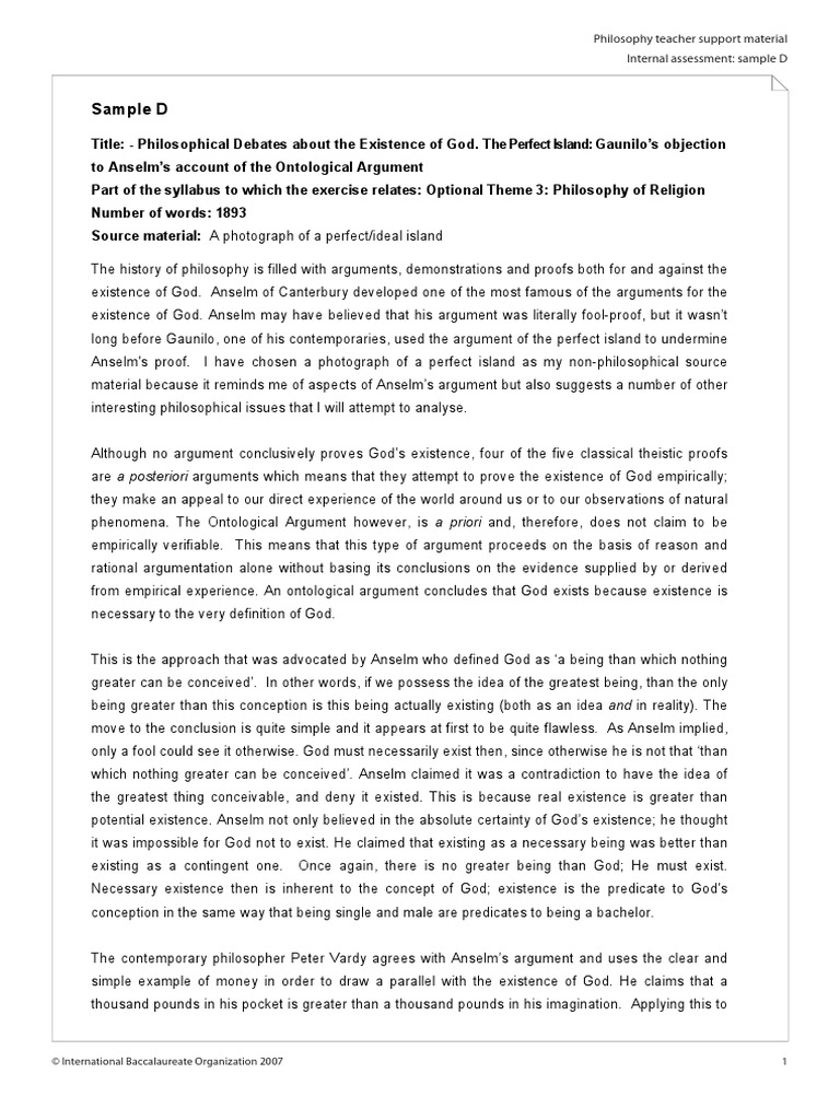 Philosophy IA Sample D High Marks | PDF | Reasoning | Metaphilosophy