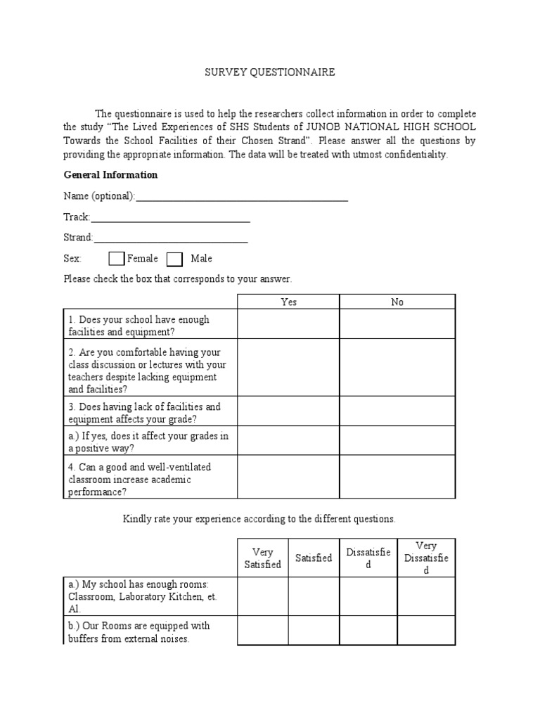 Survey Questionnaire | PDF | Classroom | Behavior Modification