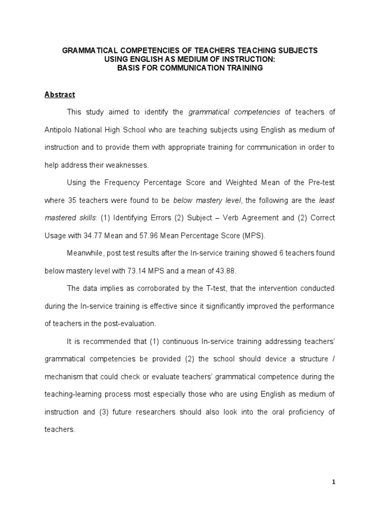 Grammatical Competencies Full Paper | PDF | English Language | Teachers