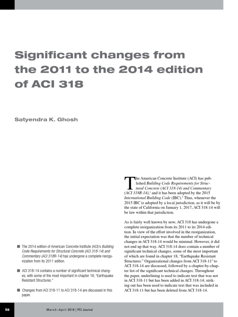 ACI 318 14 Changes - PCI - Journal PDF | PDF | Beam (Structure) | Concrete