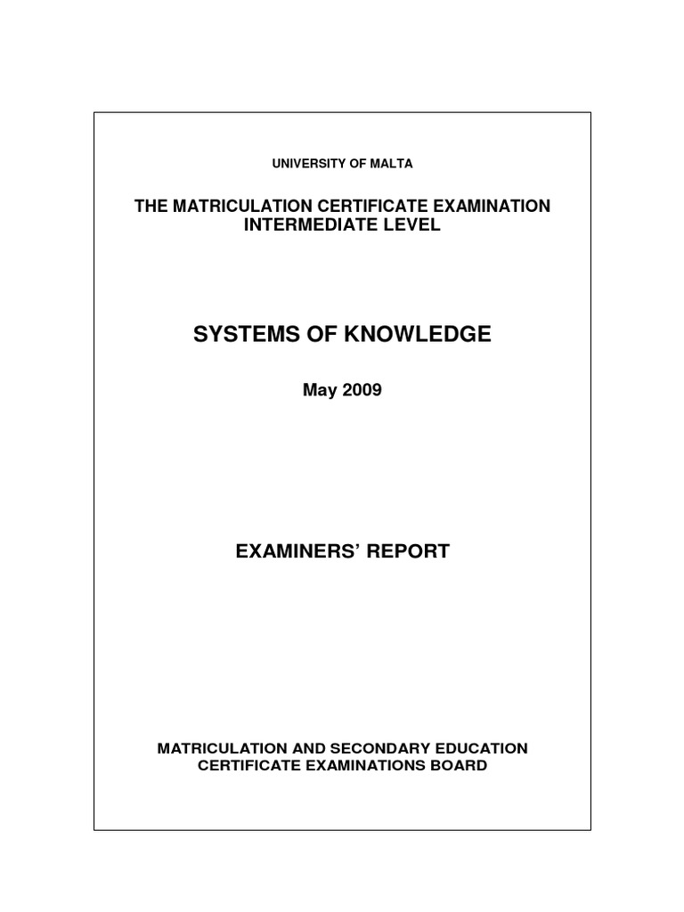 Systems of Knowledge: Intermediate Level | Download Free PDF | Question ...