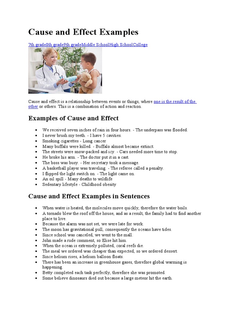Cause and Effect Examples | PDF | Earth | Water