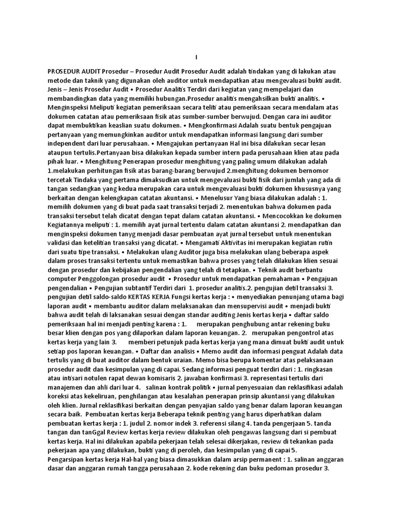 Prosedur Audit | PDF | Karier & Perkembangan | Pengelolaan Keuangan & Uang