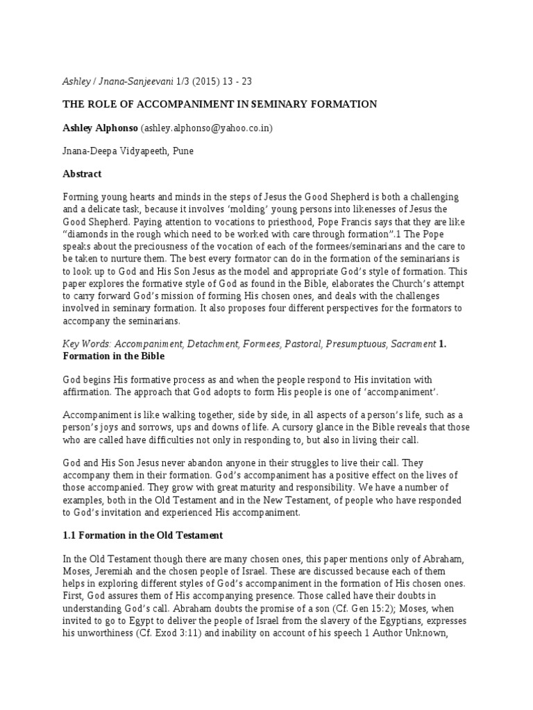 The Role of Accompaniment in Seminary Formation Ashley Alphonso (Ashley ...