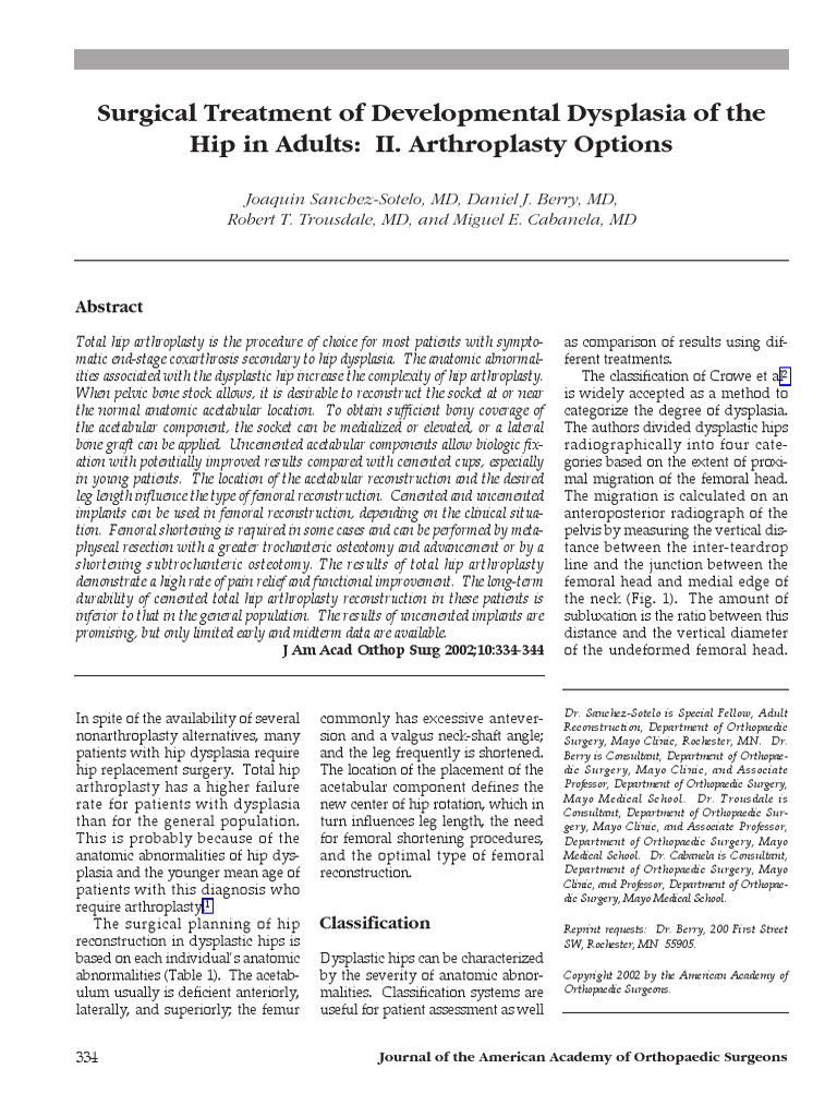 Surgical Treatment of DDH in Adults, Tha | PDF | Pelvis | Hip