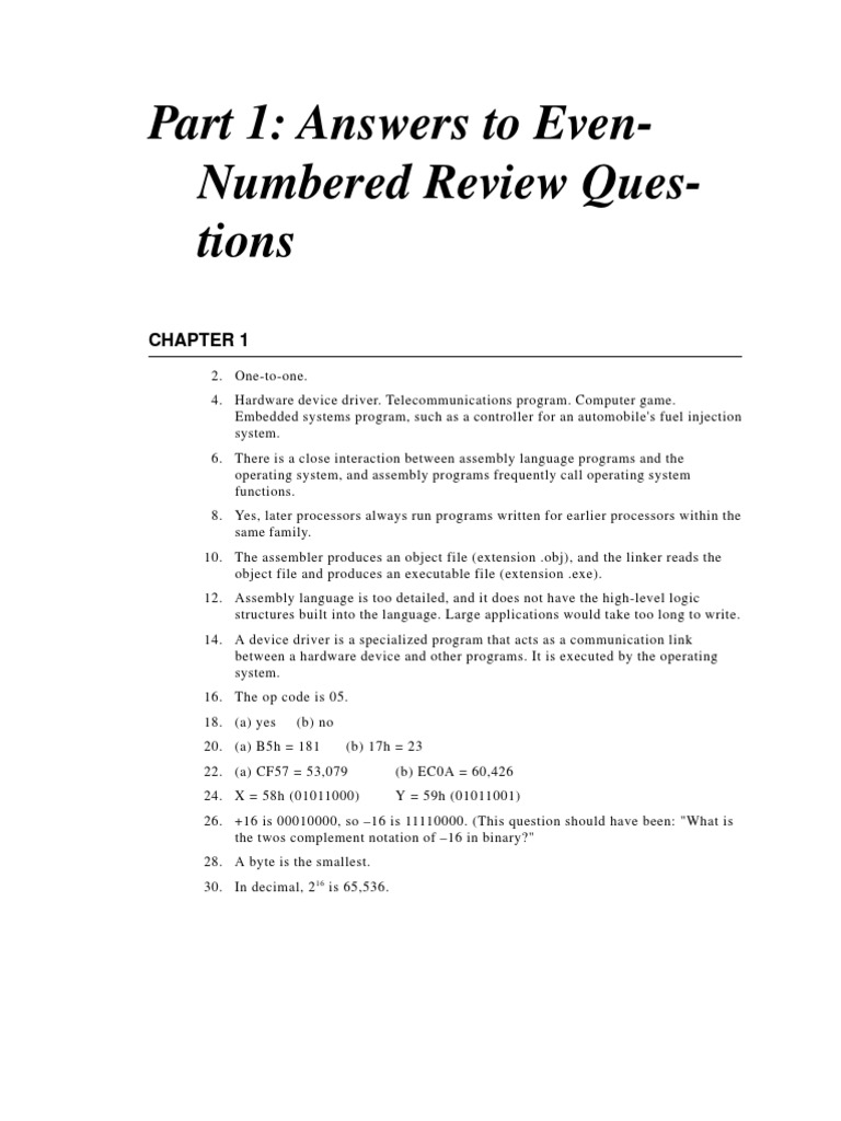 Part 1 Answers To Even Numbered Review Questions Pdf Subroutine Parameter Computer