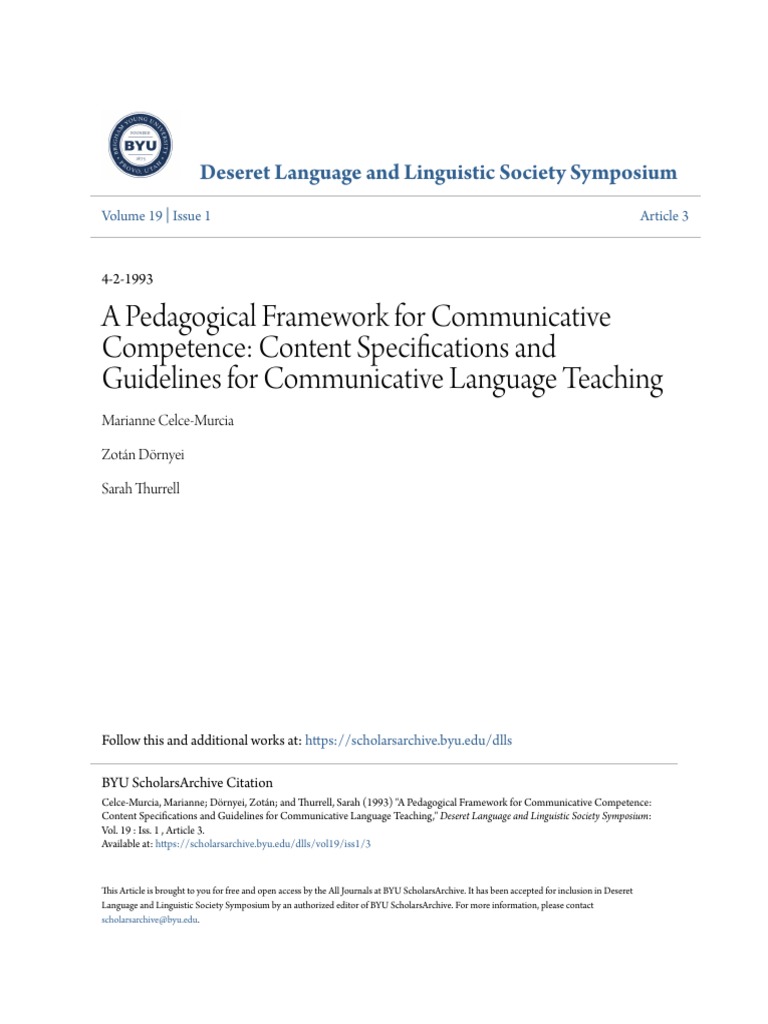 CELCE-MURCIA - A Pedagogical Framework For Communicative Competence - Content Spe PDF | PDF ...