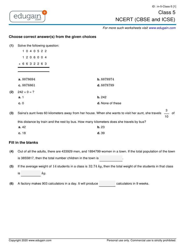 Grade 5 Class 5 in PDF | PDF | Rectangle | Elementary Mathematics