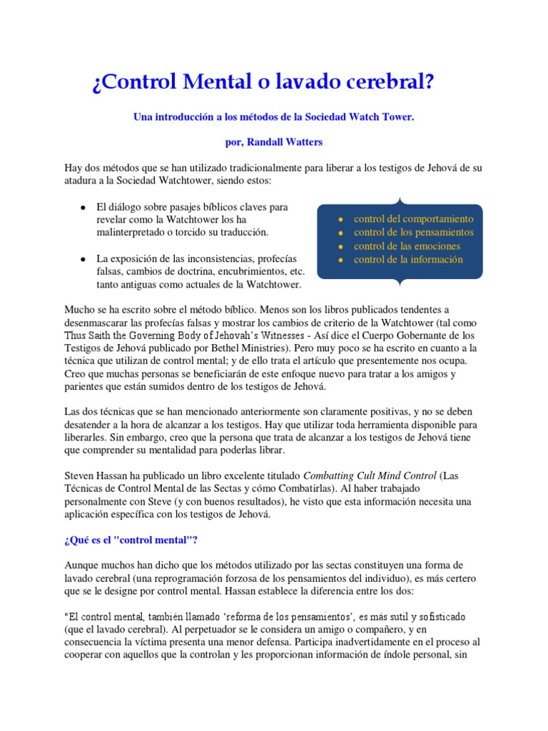 Control Mental PDF | PDF | Secta | Apostasía