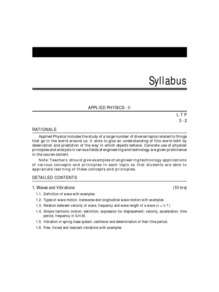 Syllabus: Applied Physics - Ii | PDF | Capacitor | Electrical ...