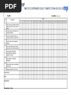 Water Dispenser Daily Inspection Checklist PDF, 45% OFF