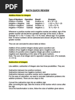 Integer Rules Chart | PDF | Multiplication | Arithmetic
