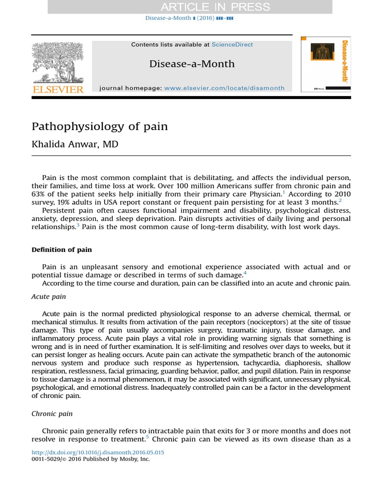 Pathophysiology of Pain | PDF | Pain | Nervous System